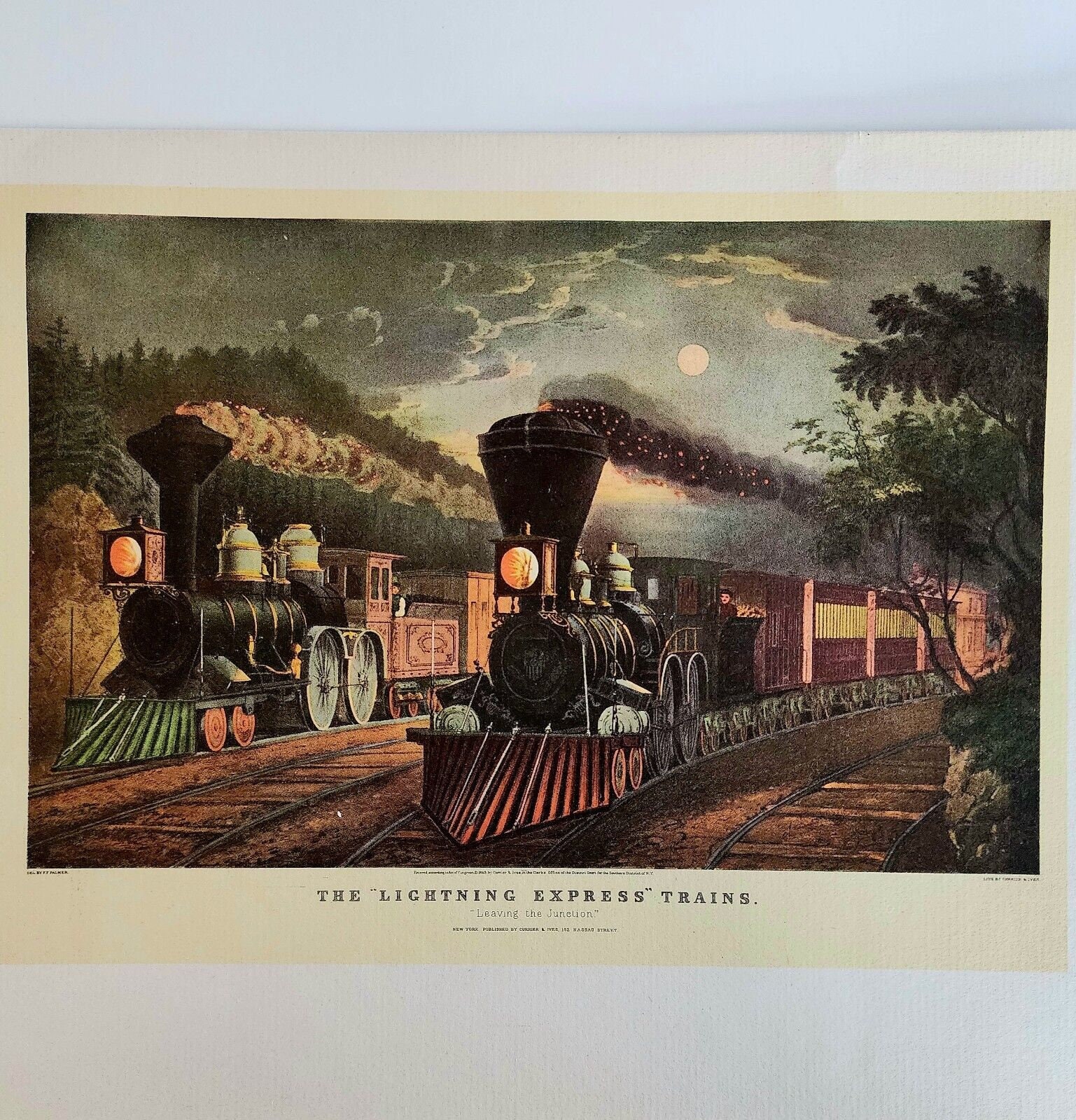 1930 the Lightning Express Trains Lithograph Print Currier & Ives Art ...