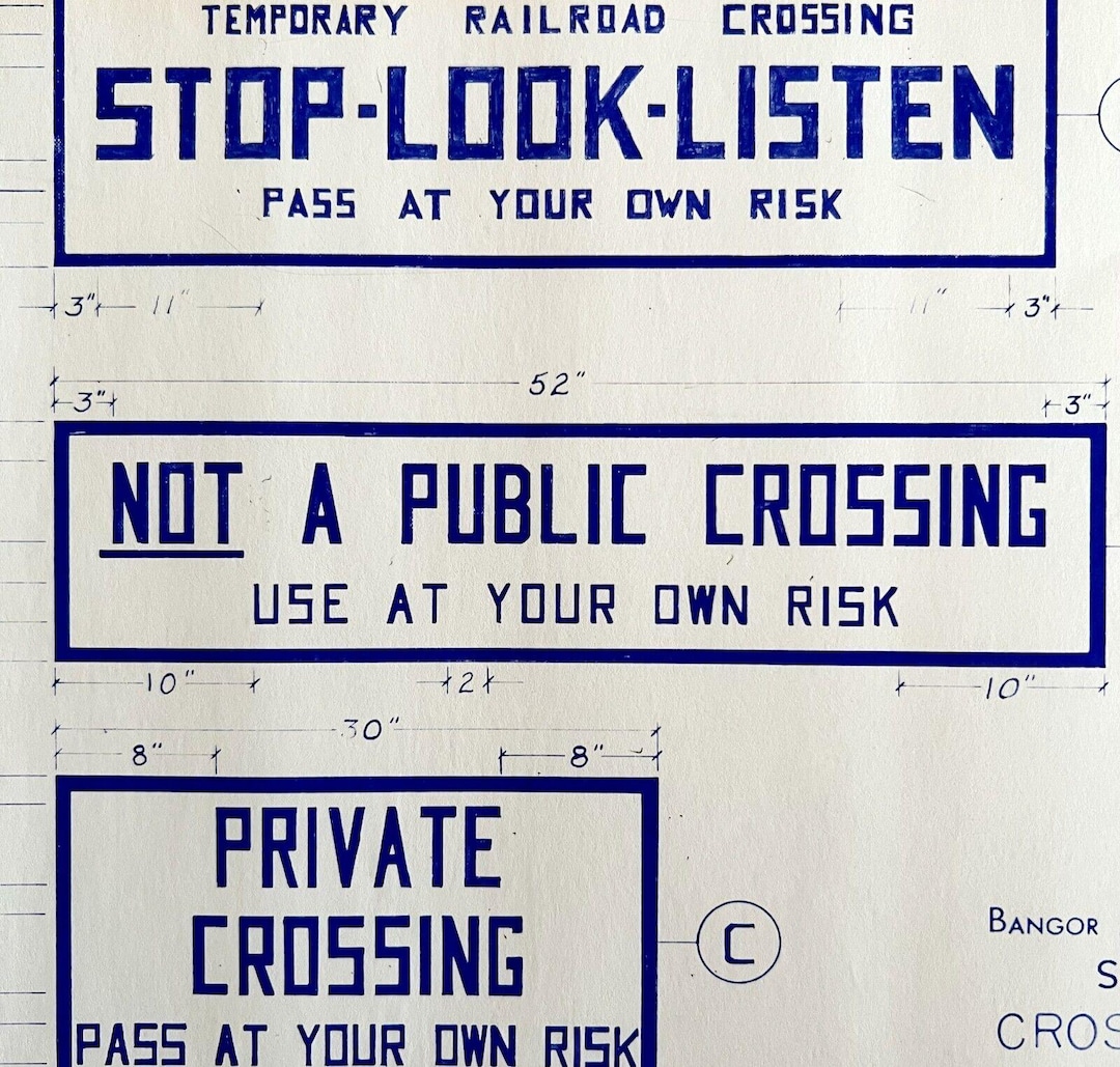 1966 Railroad Bangor Aroostook Crossing Sign Types Blueprint K7 Trains ...