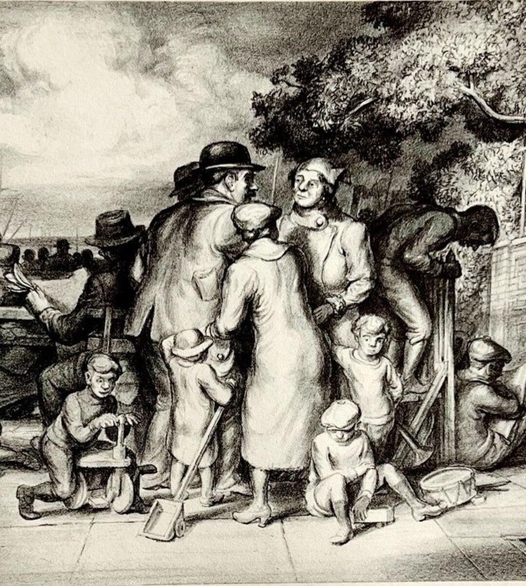 1939 Charles Locke the Terrace Brooklyn NYC Art Print Treasury ...