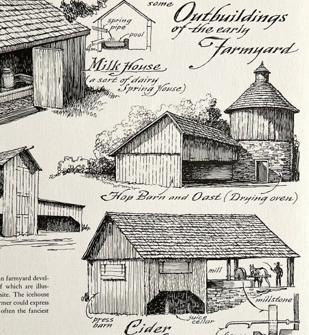 1974 Outbuildings Farms Print Barns Agriculture History Cider Hops 10 ...