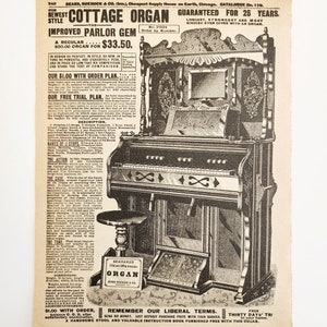 1900 Cottage Parlor Organ Advertisement Victorian Sears Roebuck 5.25 X ...