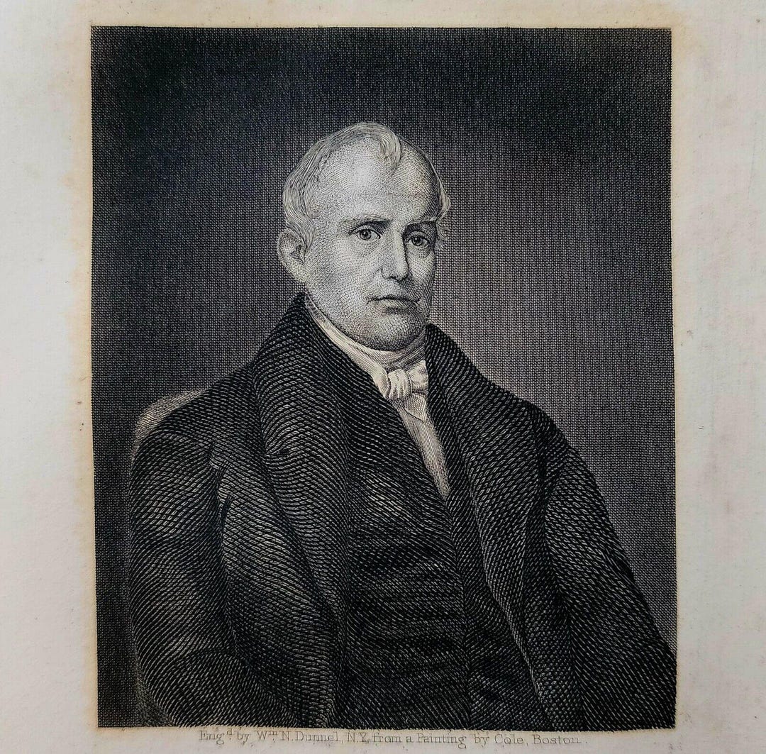 1855 Samuel Slater Steel Engraving Victorian American Merchant Antique ...