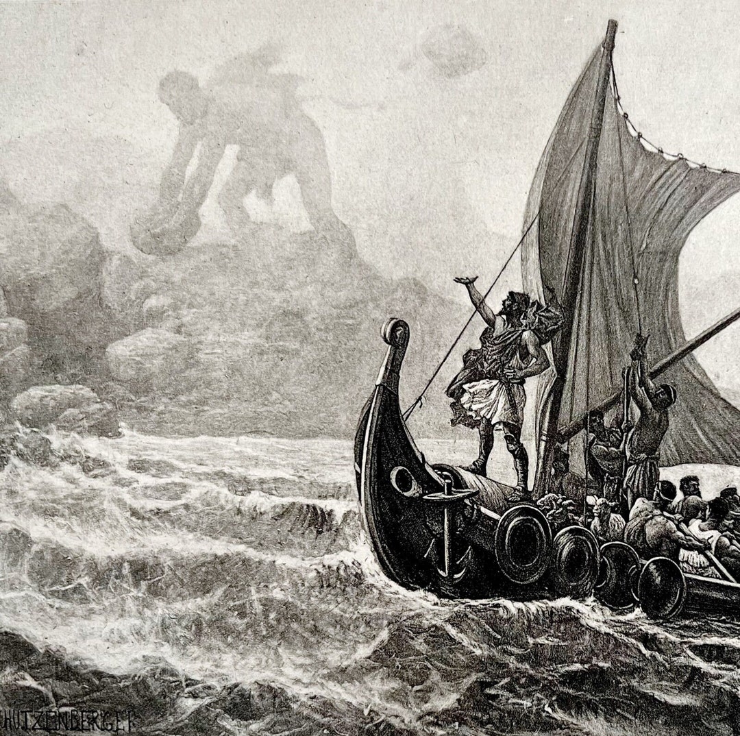 Ulysses Defying the Cyclops Monster Photo Gravure Victorian 1894 Art ...