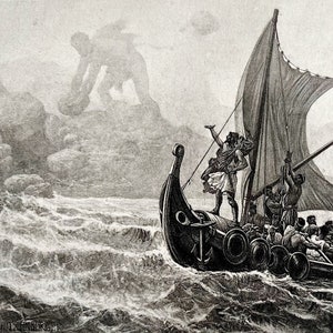 Ulysses Defying the Cyclops Monster Photo Gravure Victorian 1894 Art ...