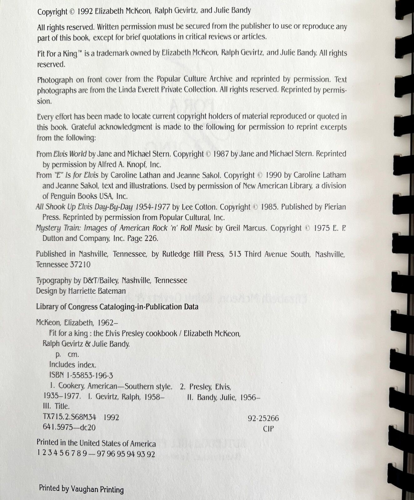 1992 Elvis Presley Cookbook Fot for A King 1st Edition Recipes Photos ...