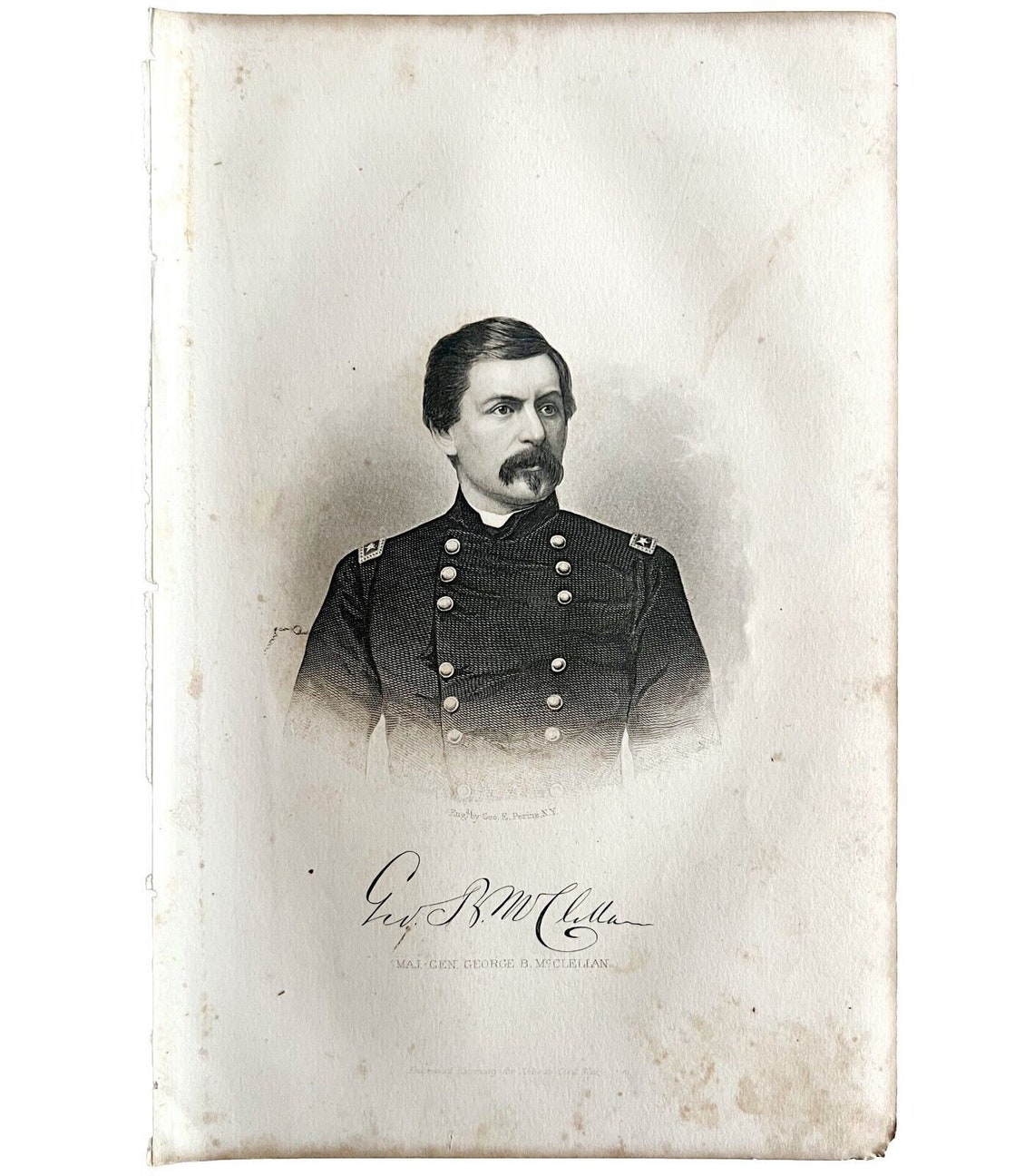 Civil War Engraving Major General George Mcclellan 1862 - Etsy
