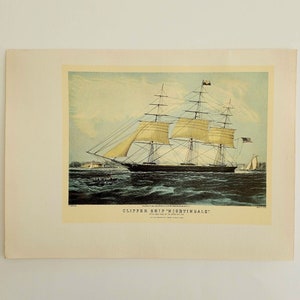 1930 Clipper Ship Nightingale Lithograph Print Currier & Ives Art ...