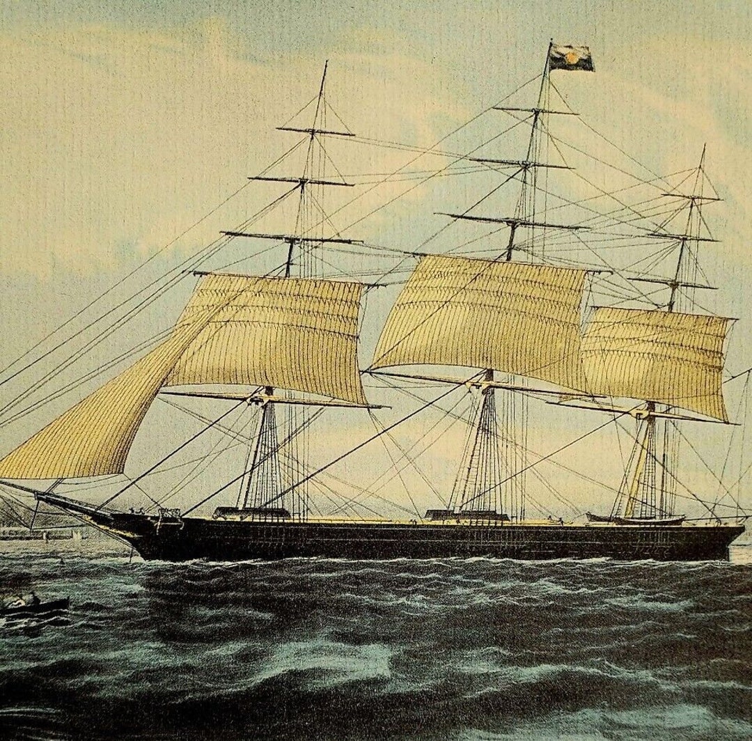 1930 Clipper Ship Nightingale Lithograph Print Currier & Ives Art ...