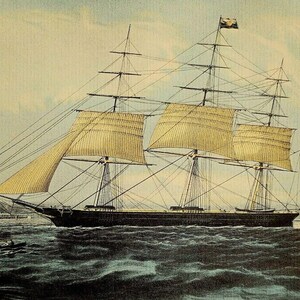 1930 Clipper Ship Nightingale Lithograph Print Currier & Ives Art ...