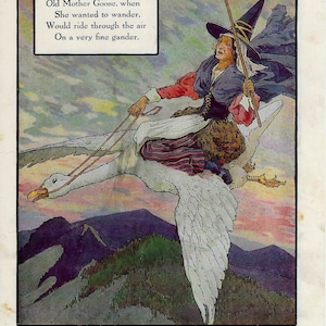 Antique Old Mother Goose Nursery Rhyme Art Print 1915 Dual Sided 8 X 10 ...
