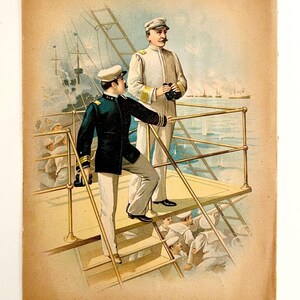 Commodore Dewey Battle in Manila Bay Cuba 1899 Victorian Lithograph ...