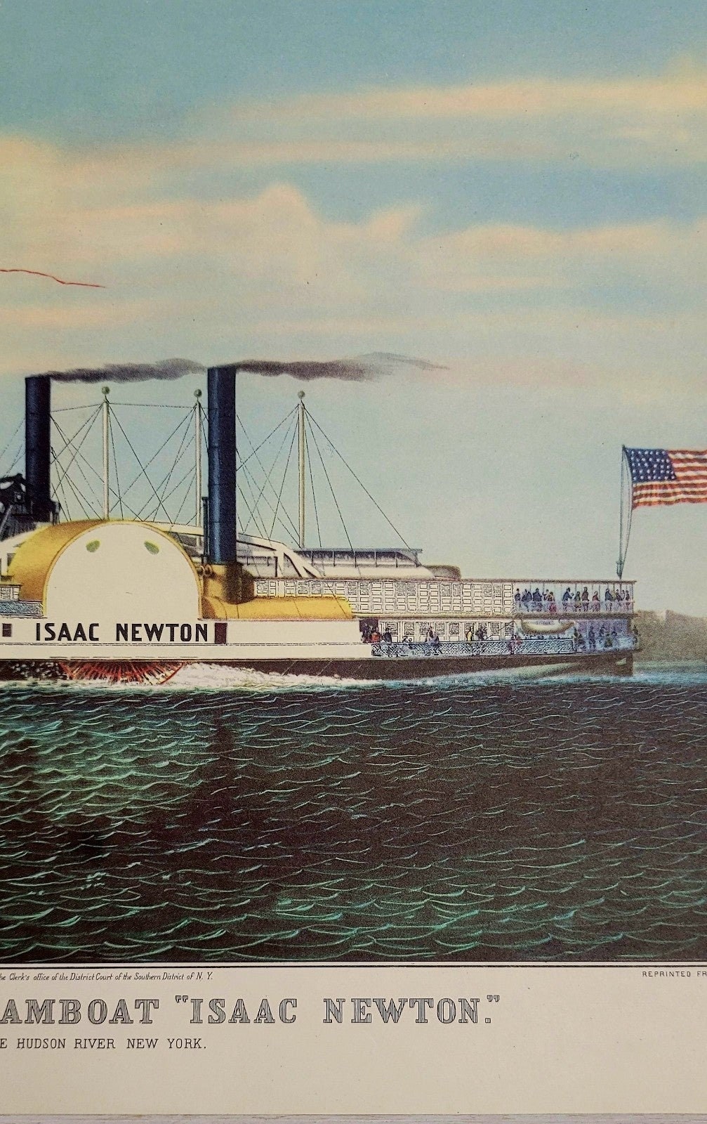Vintage 1957 Currier & Ives Lithograph Steamboat Isaac Newton Calendar ...