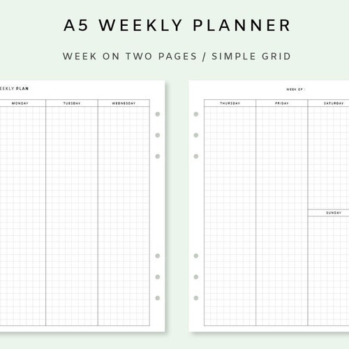 Personal Weekly Planner Printable Week on Two Pages - Etsy
