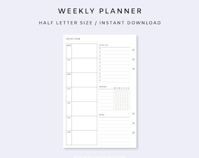 Weekly Planner Printable to Do List Week on One Page PDF - Etsy