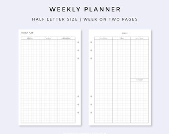 Undated Printable Lined Weekly Planner Page Weekly Planner Insert ...