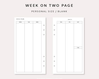 Weekly Planner Printable Vertical Week on Two Pages | Etsy