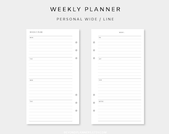 Weekly Planner Printable Week on Two Pages Weekly Planner - Etsy