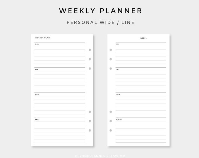 Weekly Planner Printable Week on Two Pages Weekly Planner - Etsy