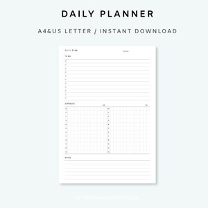 Daily Planner Printable Inserts Daily Planner Template PDF | Etsy