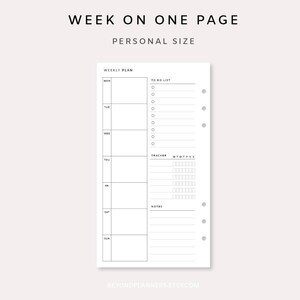 Weekly Planner Printable Personal - Week on One Page | Weekly Agenda ...