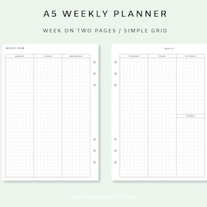Weekly Planner Printable 2 Page - Week on Two Pages | Weekly Planner ...
