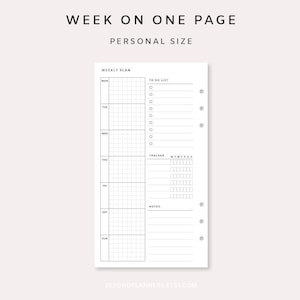 Weekly Planner Printable Personal Week on one page PDF | Etsy