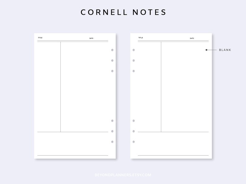 Cornell Notes Printable Printable Cornell Notes Note Template Student ...
