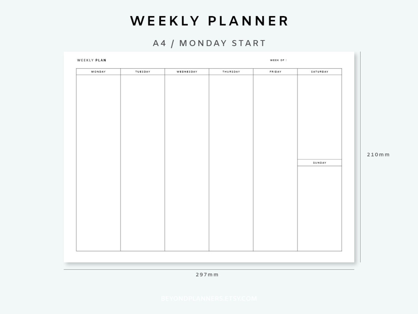 Weekly Planner Printable - Weekly Page | Vertical Weekly Planner Insert ...