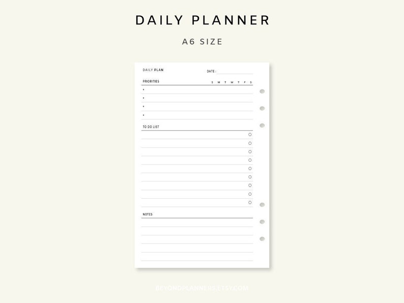 Daily Planner Printable Minimalist Undated Daily Planner - Etsy