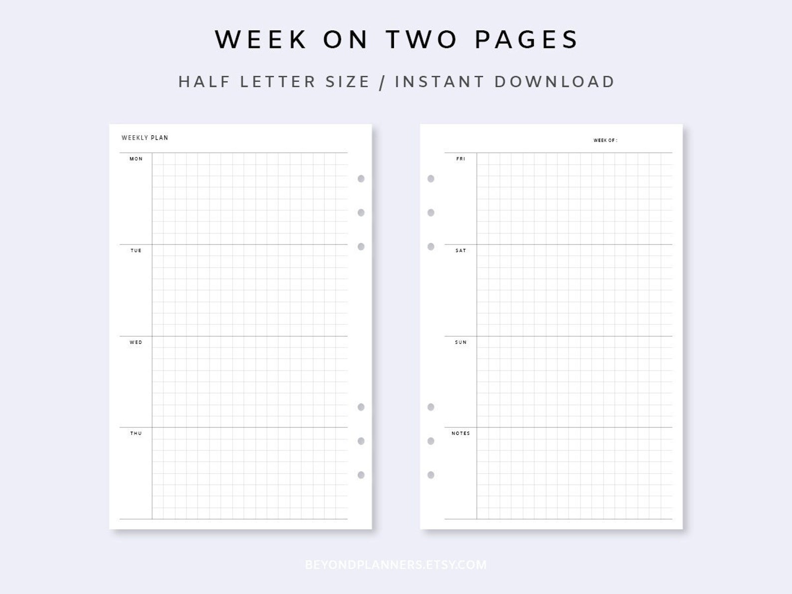 Weekly Planner Printable Landscape Undated Weekly Planner - Etsy