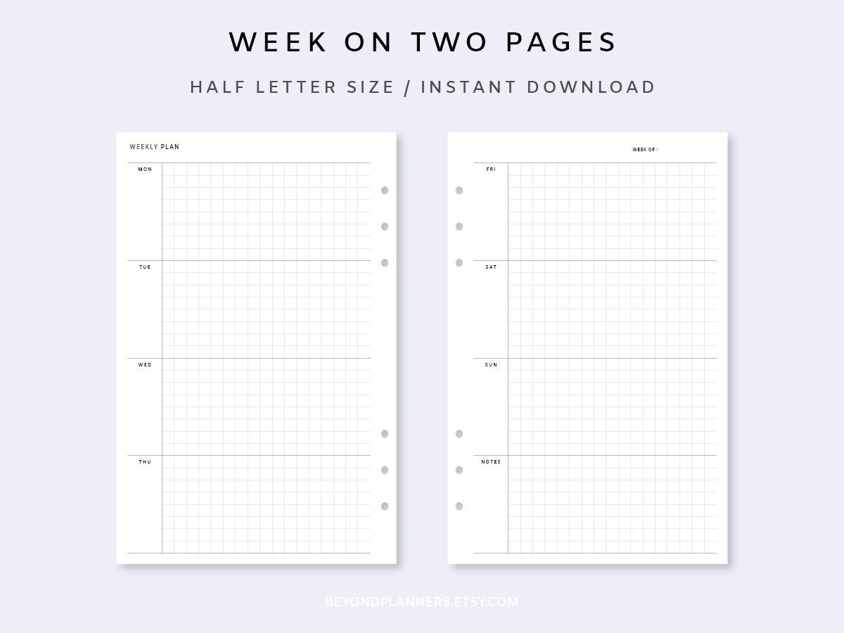 Weekly Planner Printable Landscape - Undated Weekly Planner PDF, Week ...