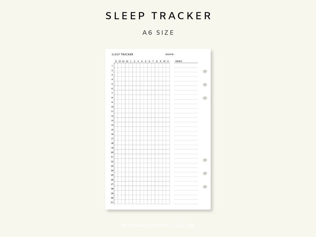 Sleep Tracker Printable A6 - Monthly Sleep Log, Sleep Cycle Template ...