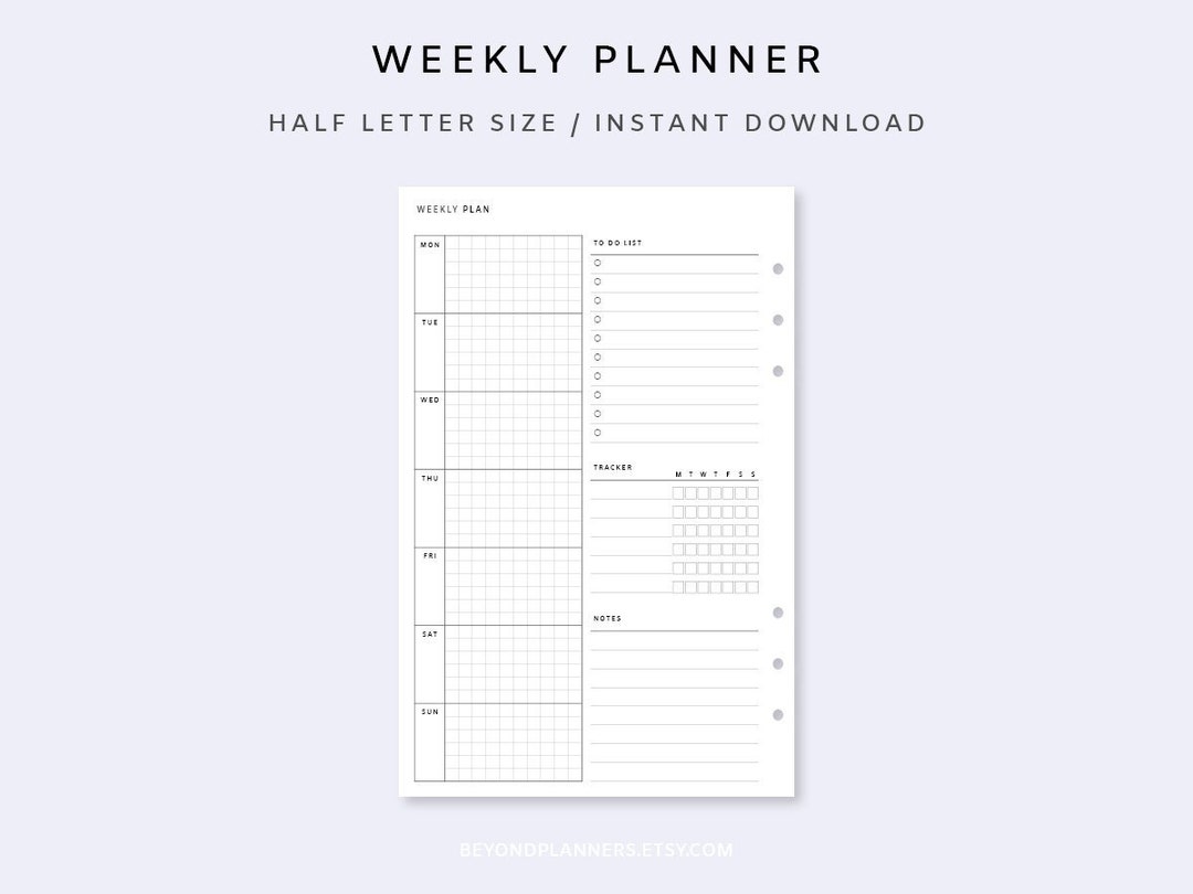 Weekly Planner Printable to Do List - Week on One Page | Weekly Agenda ...
