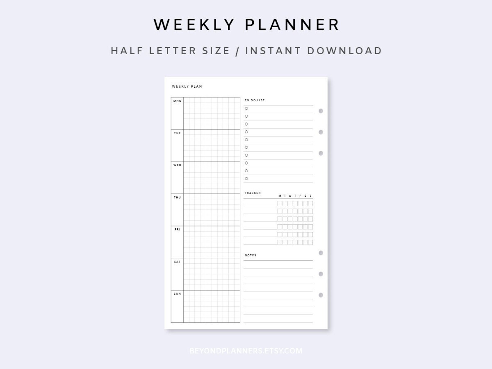 Weekly Planner Printable to Do List - Week on One Page | Weekly Agenda ...