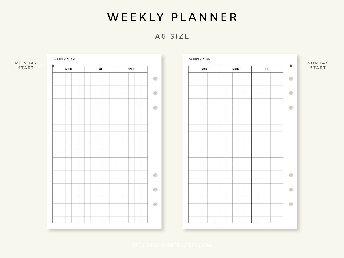 Weekly Planner Printable Pdf - Week on Two Pages | Vertical Weekly ...