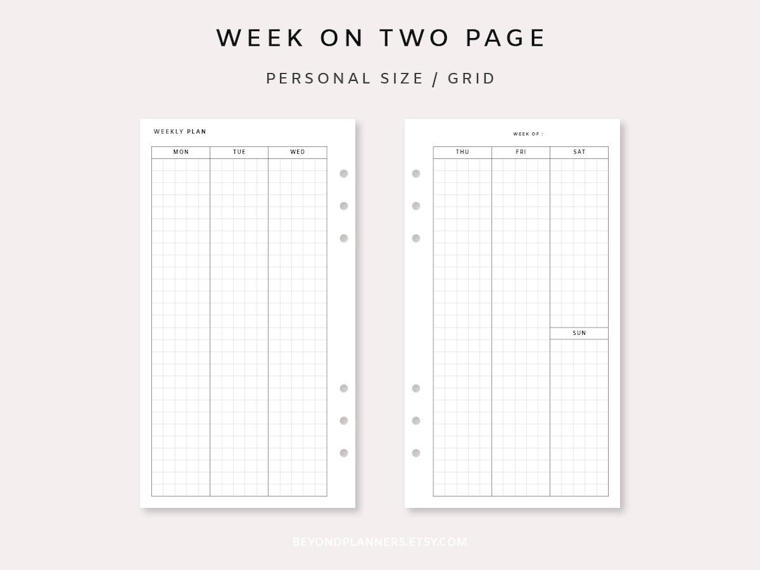Weekly Planner Printable 2 Page - Week on Two Pages Personal | Weekly ...