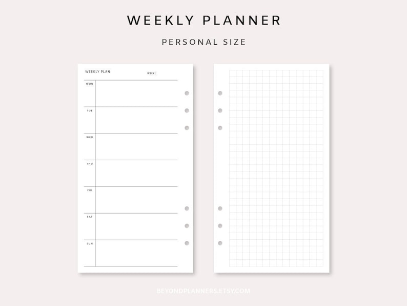 Weekly Planner Printable - Week on Two Pages | Weekly Planner Insert ...