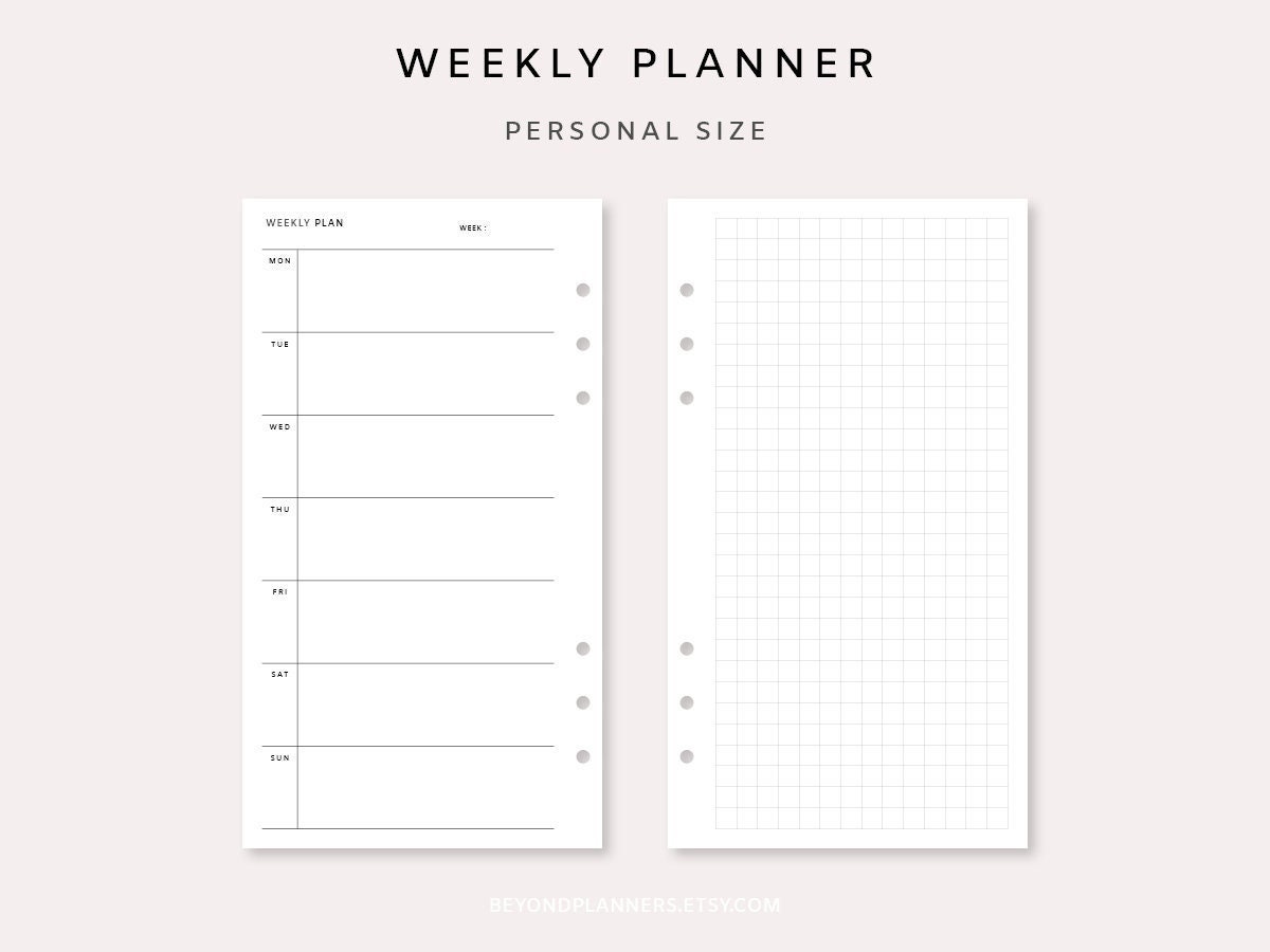 Weekly Planner Printable Week on Two Pages Weekly Planner - Etsy