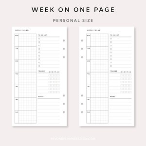 Weekly Planner Printable Personal - Week on One Page PDF | Weekly ...
