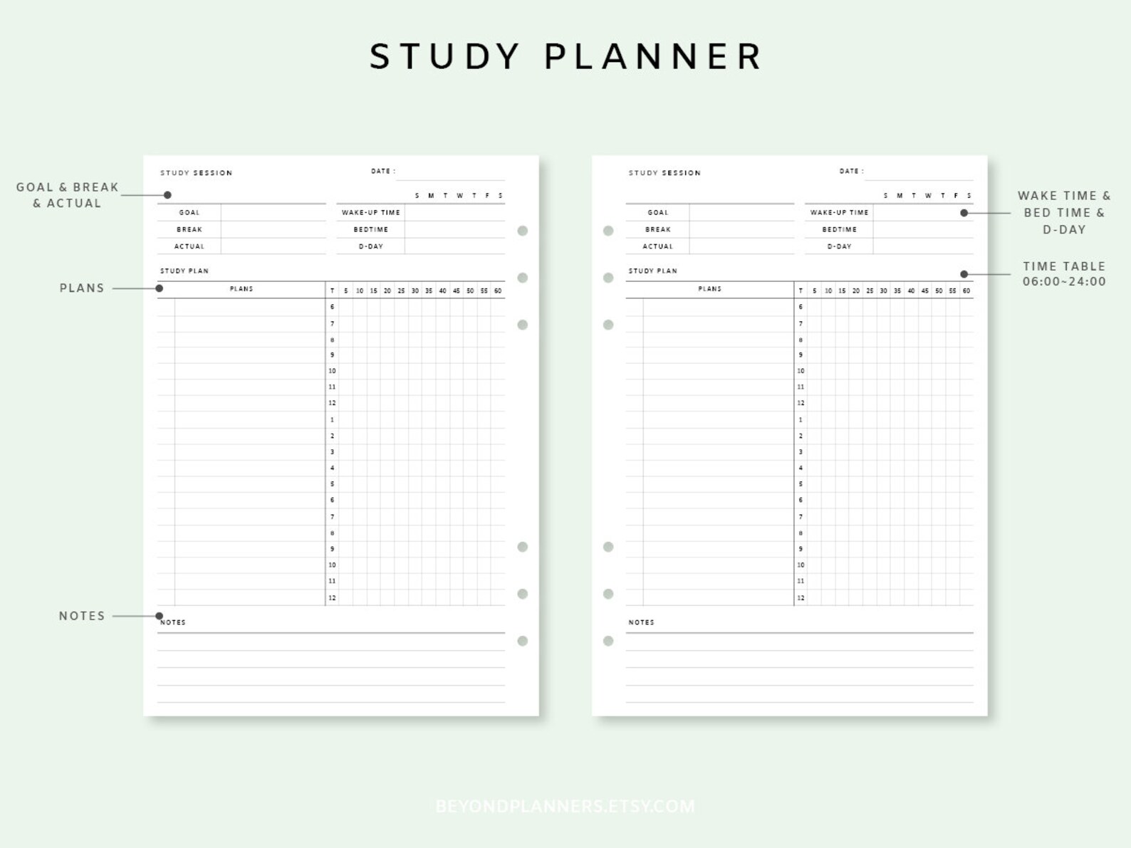 Study Planner Printable Student Planner Inserts Study Schedule Time ...