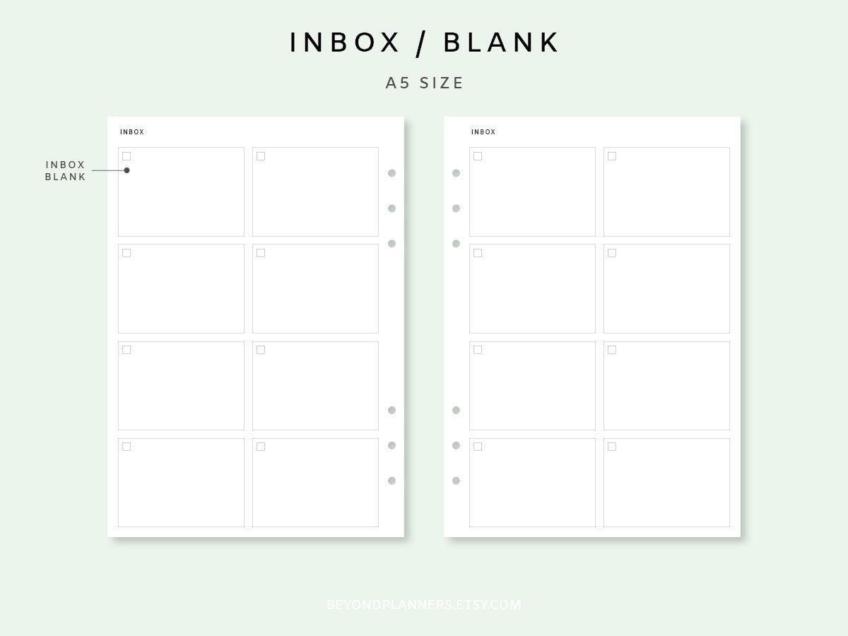 A5 Inbox Planner Dashboard, Inbox Tracker Template, Inbox Checklist ...