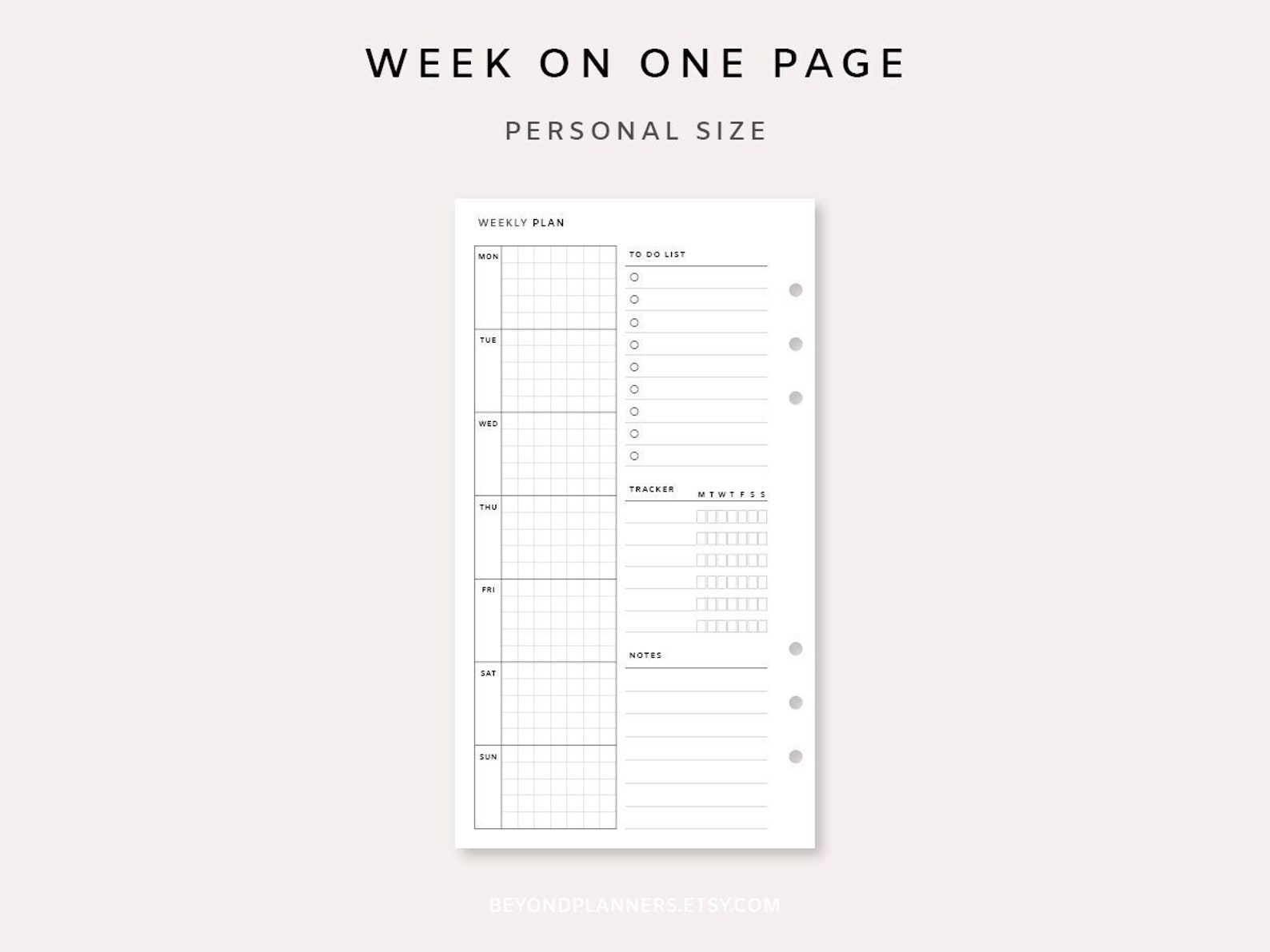 Weekly Planner Printable Personal - Week on One Page PDF | Weekly ...