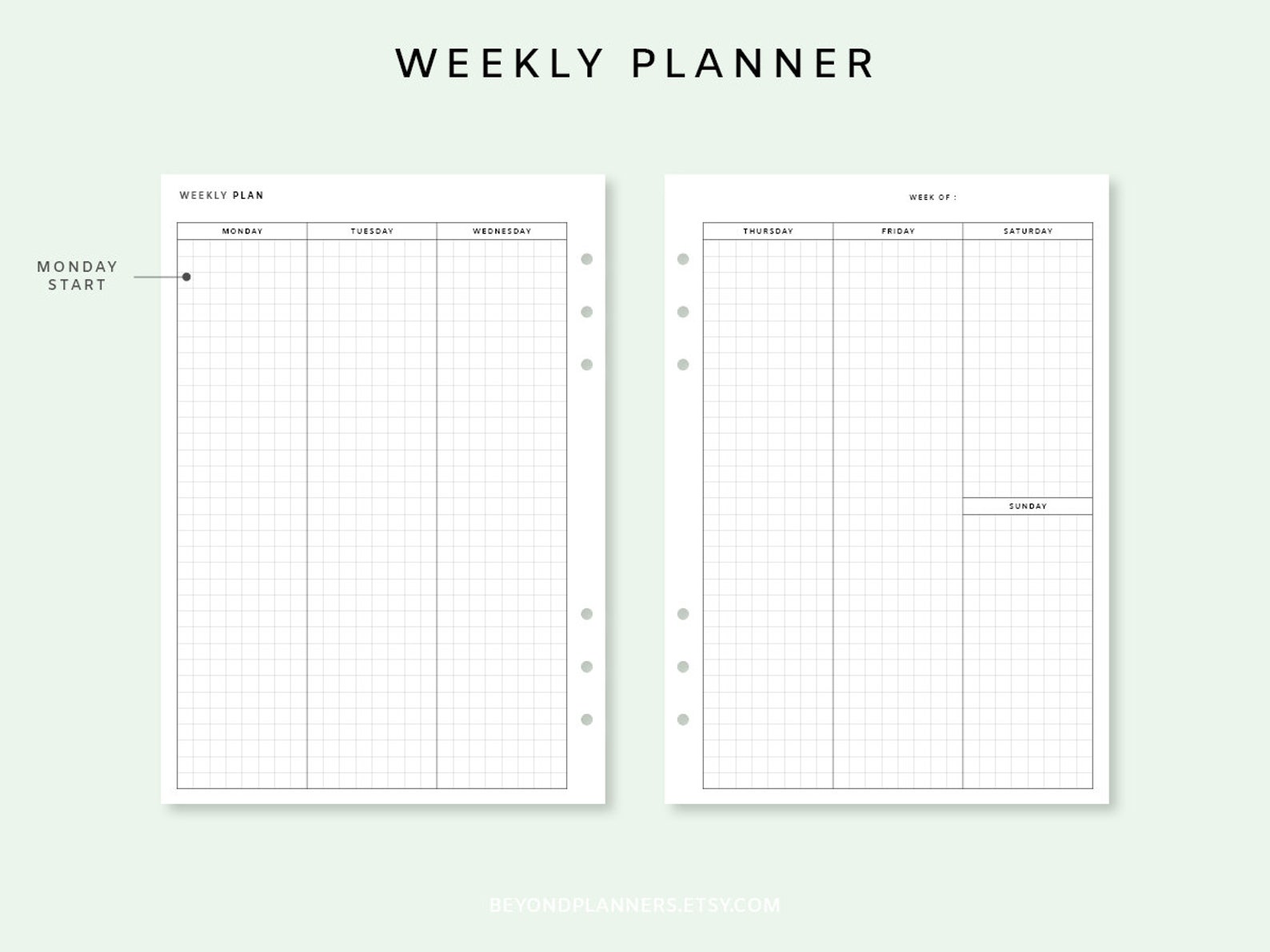 Weekly Planner Printable 2 Page - Week on Two Pages | Weekly Planner ...