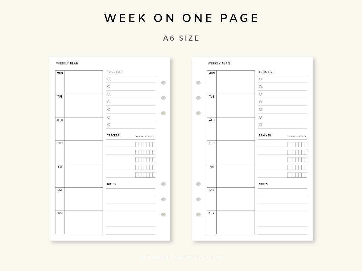 Weekly Planner Printable - Week on One Page | Weekly Agenda | Weekly ...