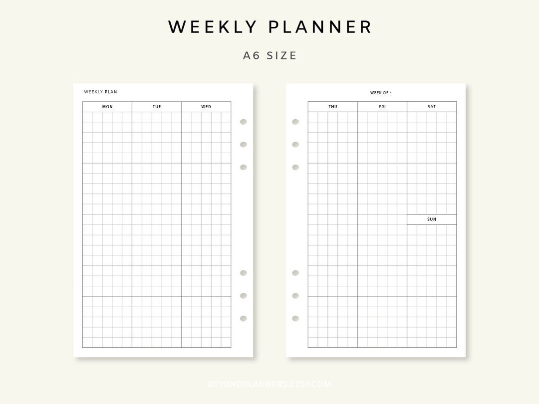 Weekly Planner Printable Pdf - Week on Two Pages | Vertical Weekly ...