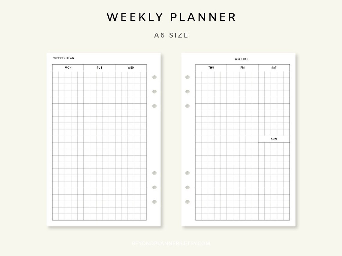 Weekly Planner Printable Pdf - Week on Two Pages | Vertical Weekly ...