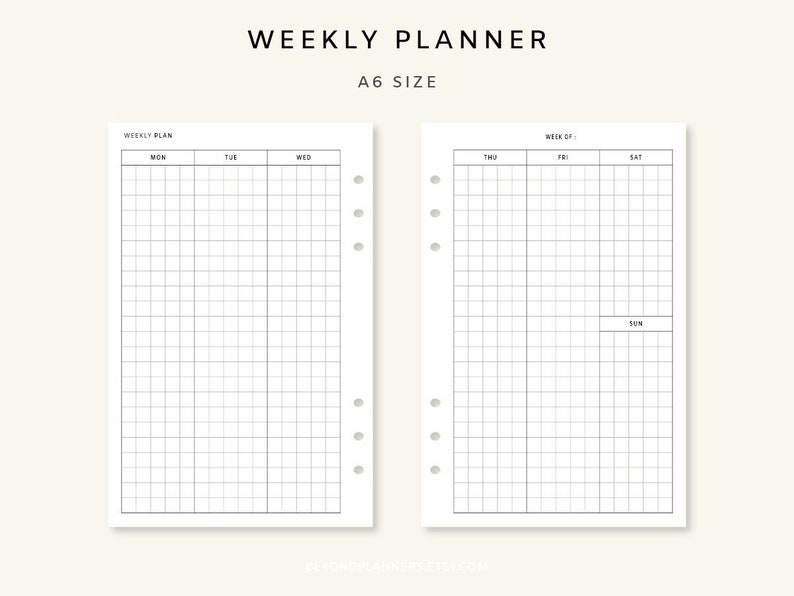 Weekly Planner Printable Pdf - Week on Two Pages | Vertical Weekly ...