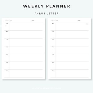 Weekly Planner Printable Vertical - Planner Insert | Simple Weekly Plan ...