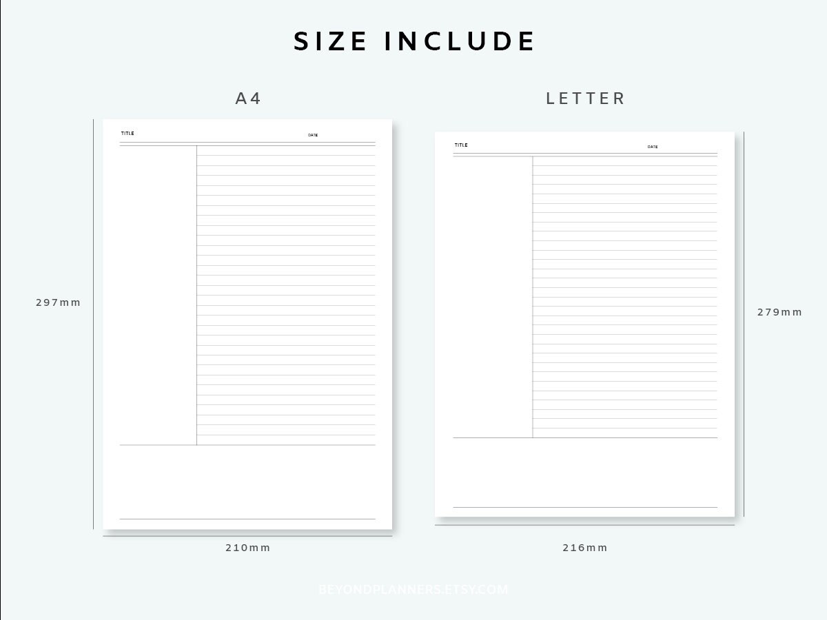Cornell Notes Template Printable A4,letter Size Cornell Notes Taking ...