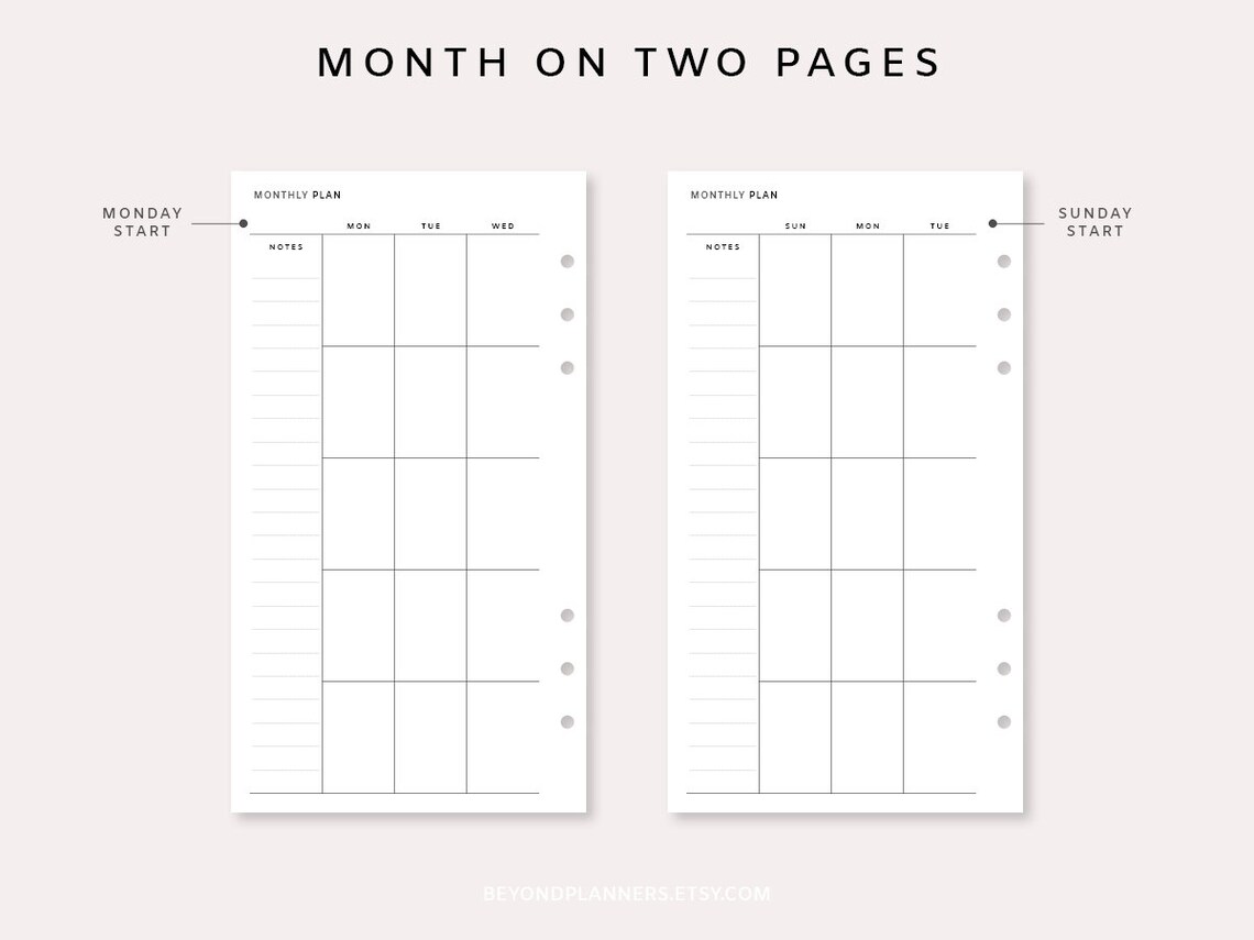 Monthly Planner Printable Personal Undated Monthly Planner - Etsy